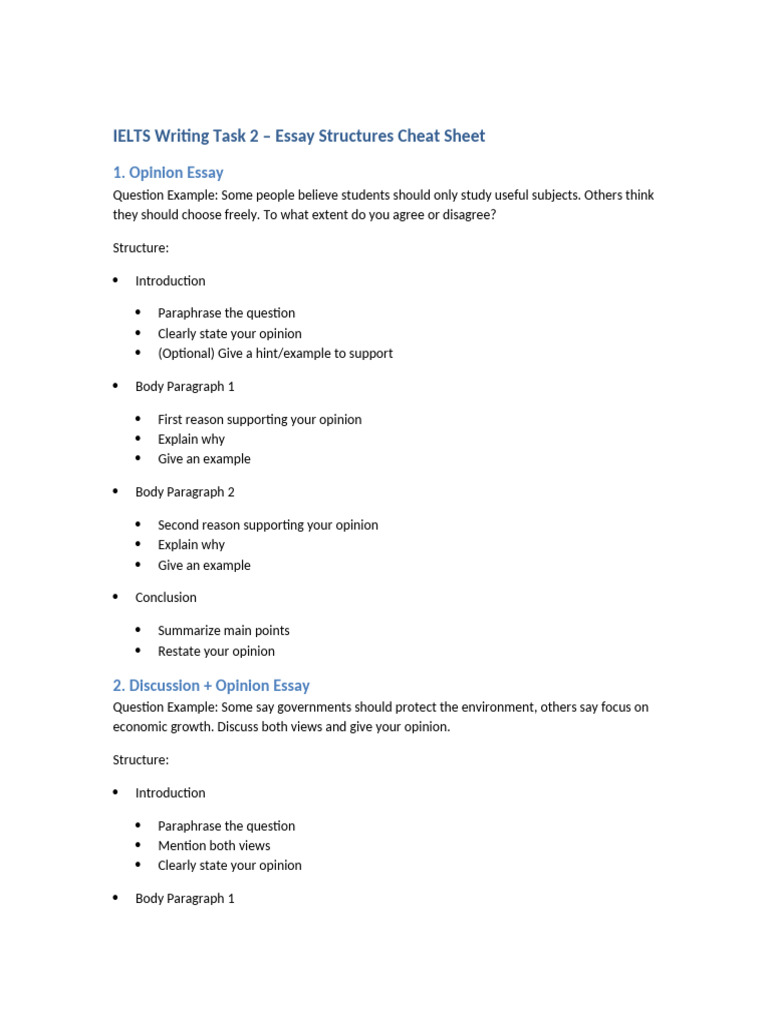 IELTS Essay Structures | PDF