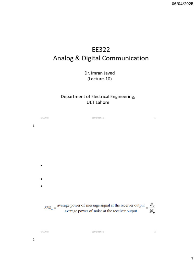 EE-322 Lecture-10 ADC (Perfomance Under Noise) | PDF | Bandwidth (Signal Processing) | Signal To ...