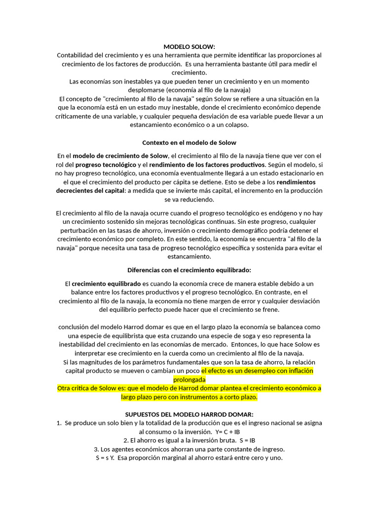 Modelo Solow | PDF | Crecimiento económico | Función de producción