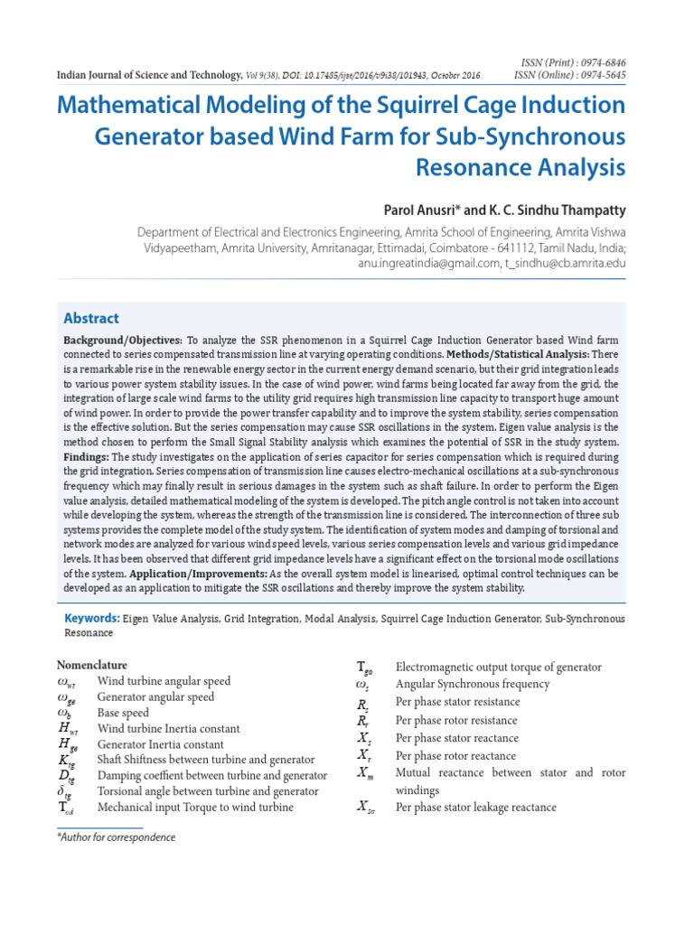 01 - Mathematical Modeling of The Squirrel Cage Induction Generator Based Wind Farm For Sub ...