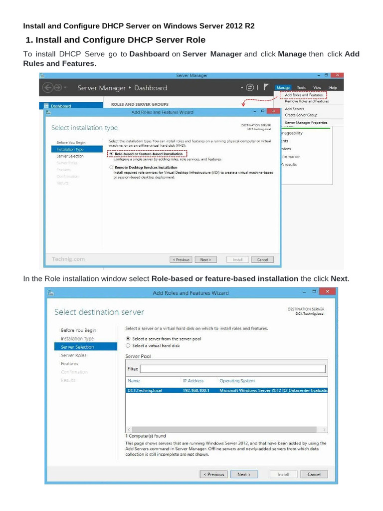 06 Install and Configure DHCP Server On Windows Server 2012 R2 | PDF | Ip Address | Internet ...