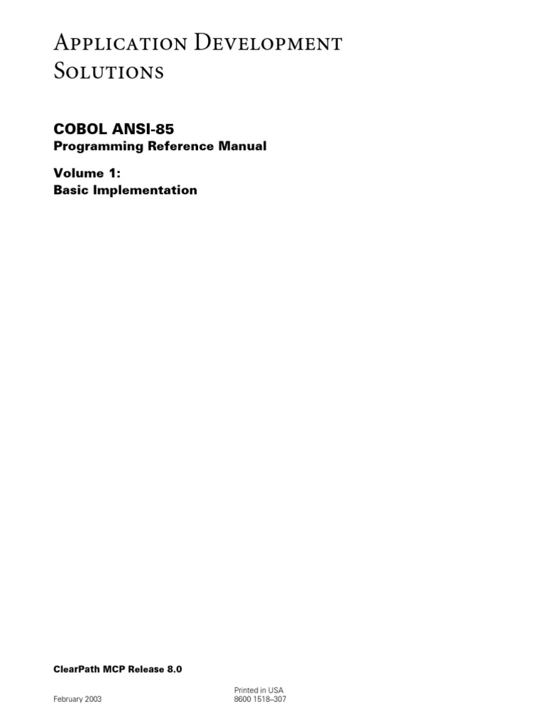 Cobol85 Vol 1 | PDF | Boolean Data Type | Computer File