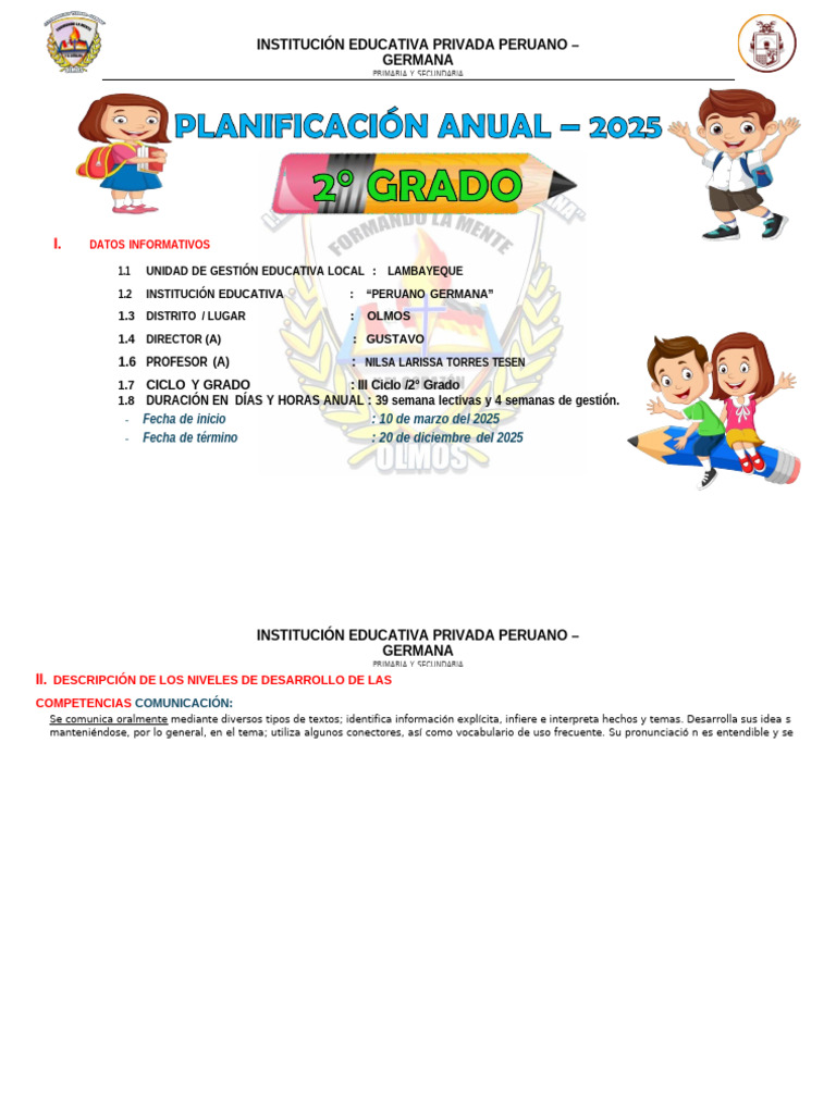 Programación Anual 2025 2do Grado | PDF | Longitud | Geometría