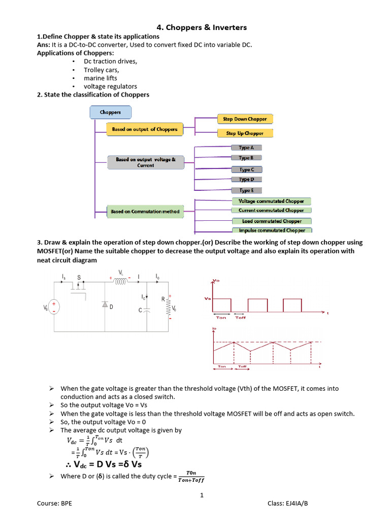 Chapter (Choppers & Inverters) - 1 | PDF | Power Inverter | Electrical Engineering