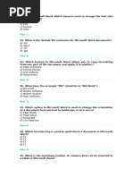 MS Word Exam Questions and Answers | PDF | Microsoft Word | Microsoft