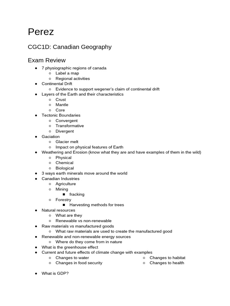 Online of CGC1D - Exam Review | PDF | Sustainability | Earth Sciences