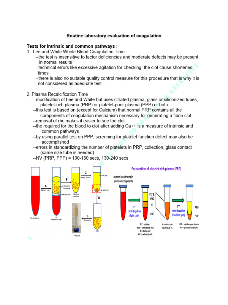 Lecture Notes Hema 2 Other Coagulation Tests 2 | PDF | Coagulation ...