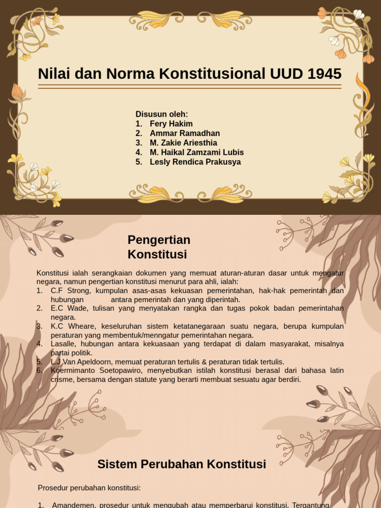 Kel 2 Nilai Dan Norma Konstitusional UUD 1945 PPKN | PDF