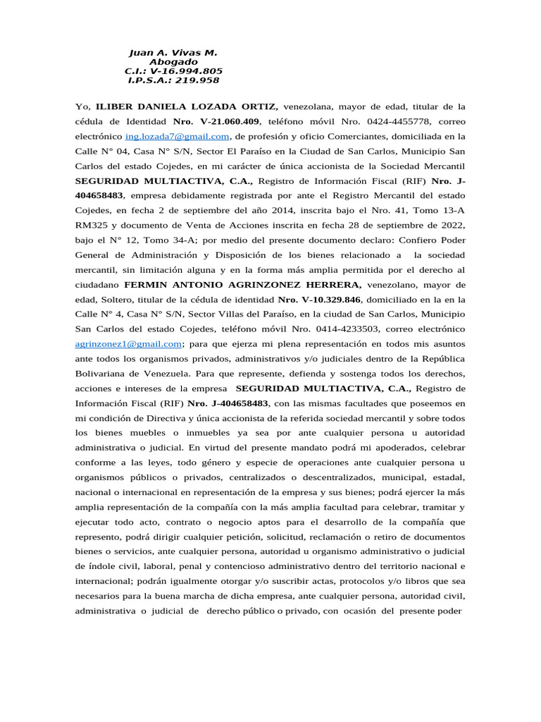 Poder de Administracion y Disposicion Multiactiva | PDF | Bancos | Cheque