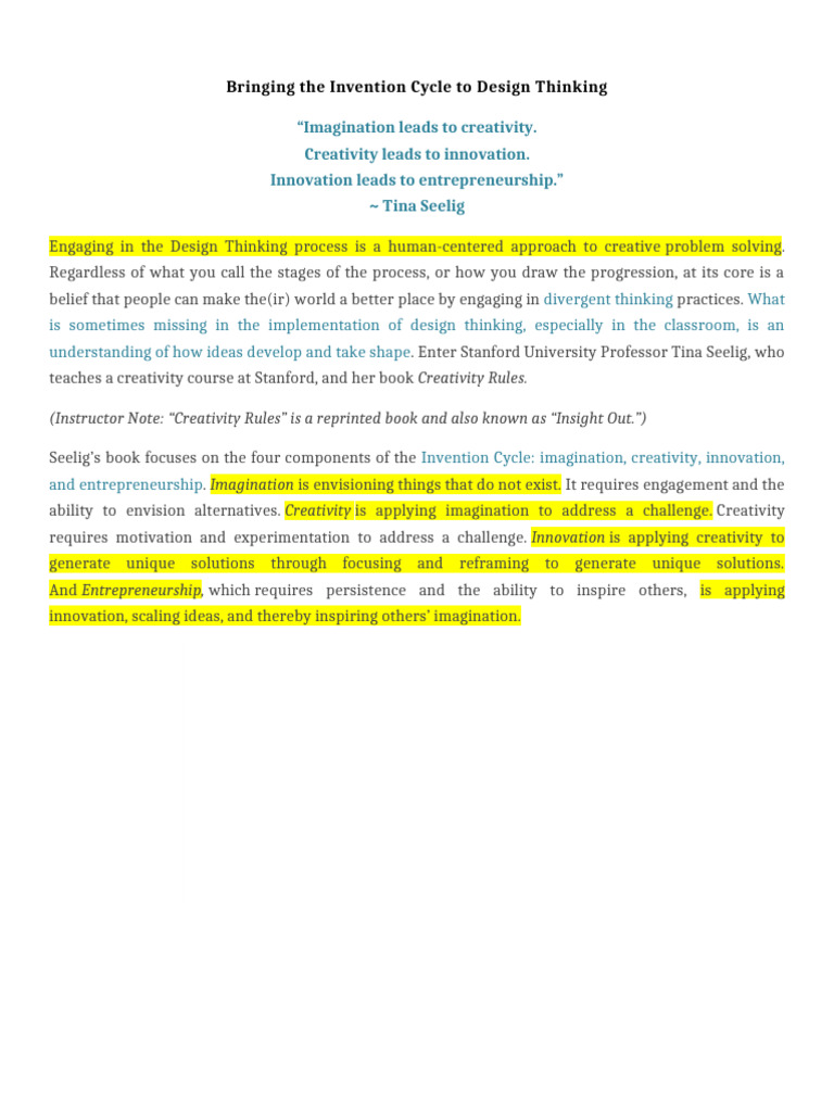 READ - Bringing the Invention Cycle to Design Thinking | PDF ...