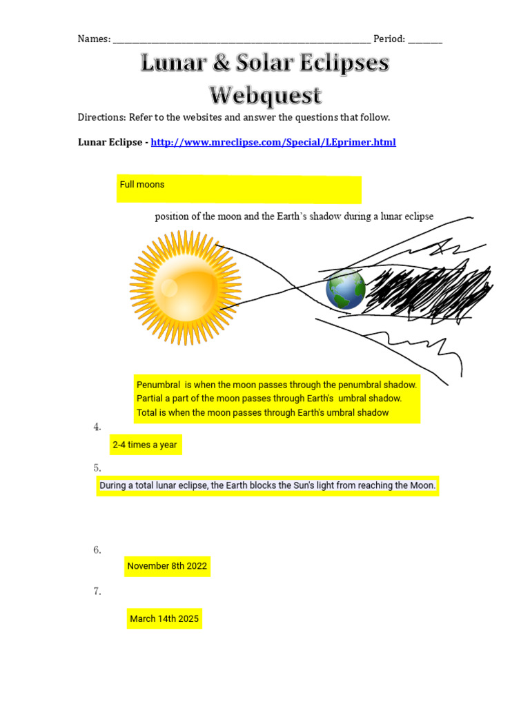 Dillon Weintraub - Eclipse Webquest | PDF | Solar Eclipse | Eclipse