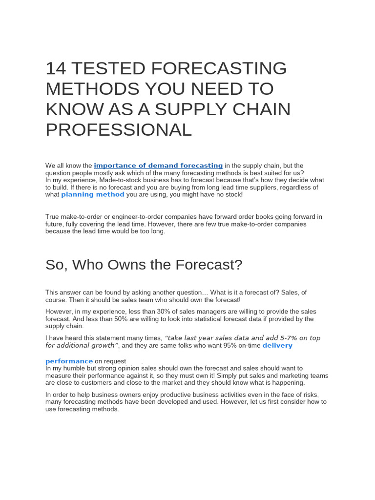 14 Tested Forecasting Methods You Need To Know As A Supply Chain ...