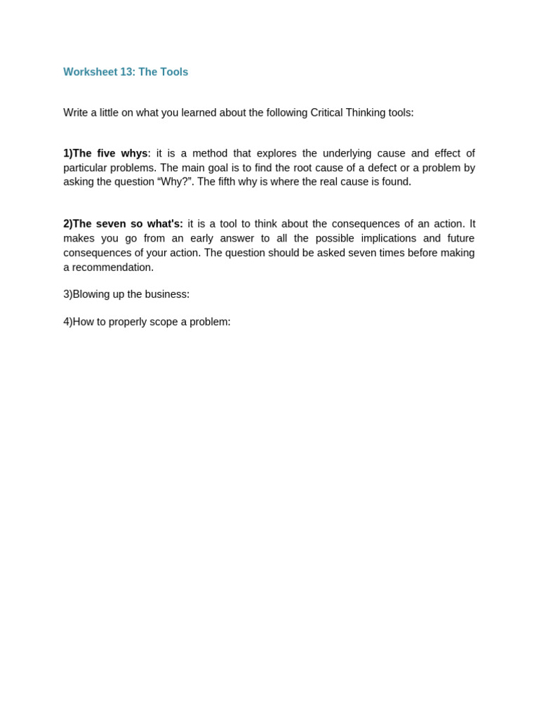 Critical Thinking Tools Explained | PDF