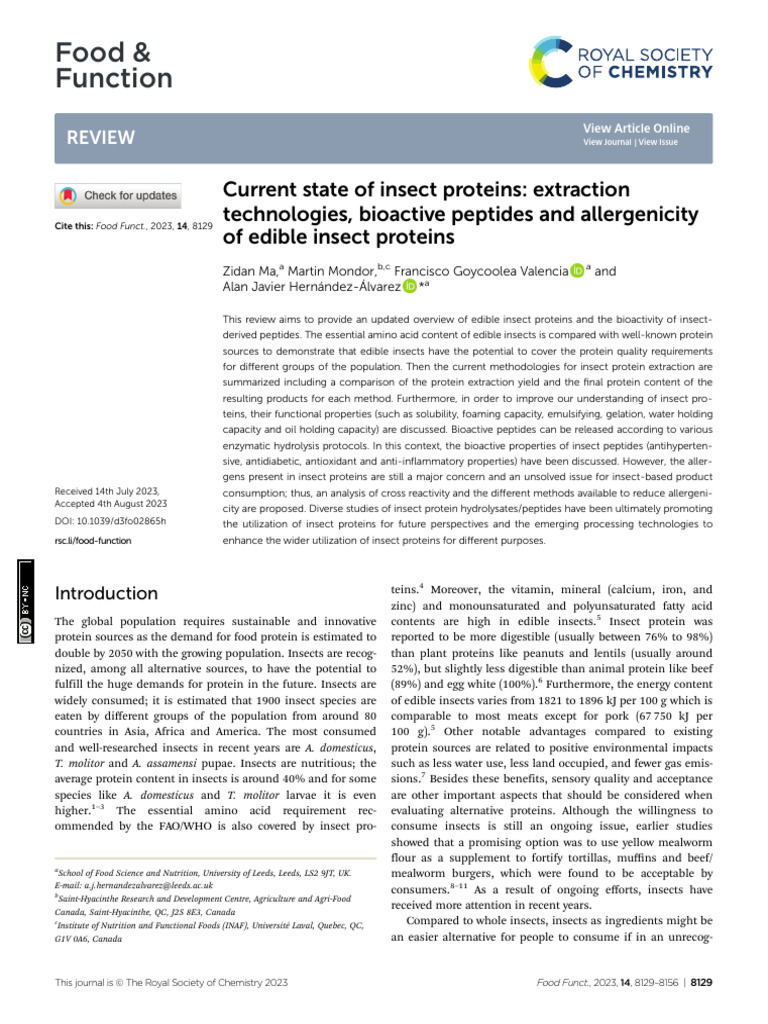 Current State of Insect Proteins | PDF | Proteins | Insects