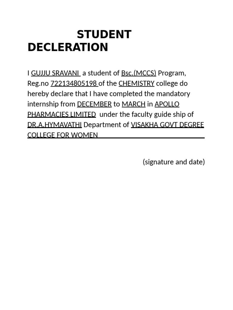 Student Decleration 2 | PDF