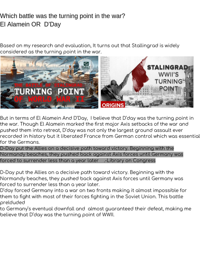 EL Alamein Vs Dday (Turning Point of War) | PDF