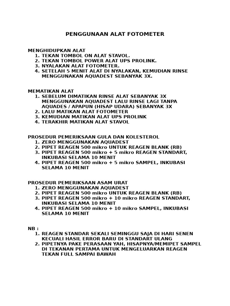 Penggunaan Alat Fotometer | PDF