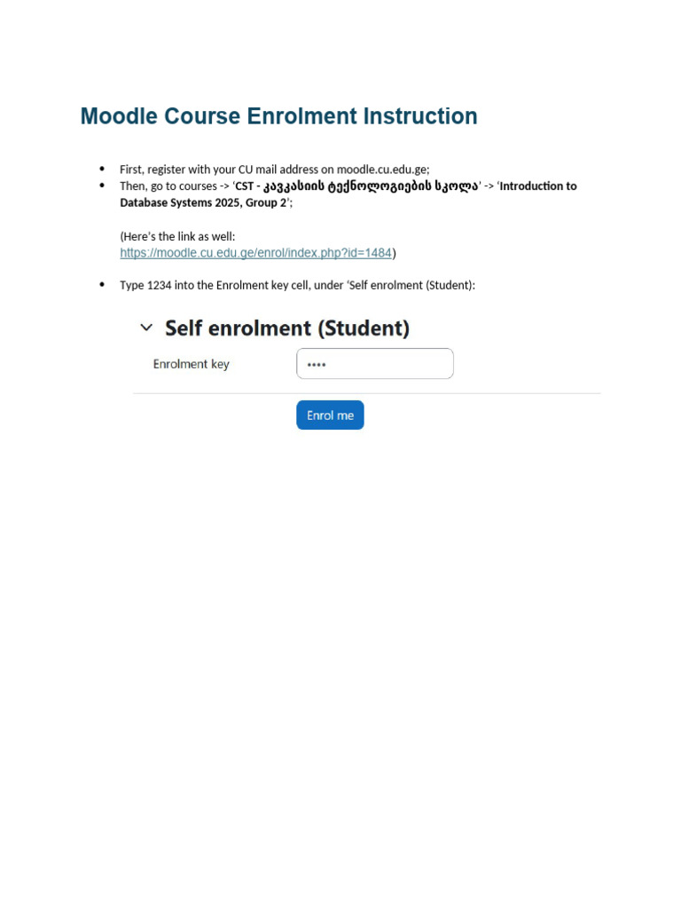 Moodle Course Enrolment Guide 2025 | PDF