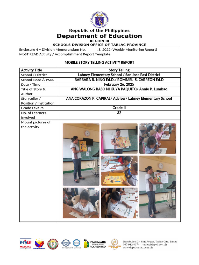 ACPC w3 WEEKLY REPORT EARLY GRADES READING BEHAVIOR | PDF