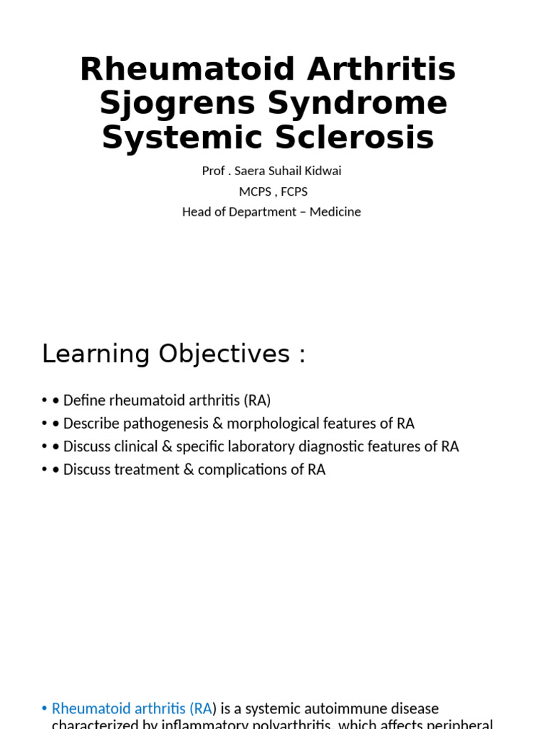Overview of Rheumatoid Arthritis and Scleroderma | PDF | Arthritis ...