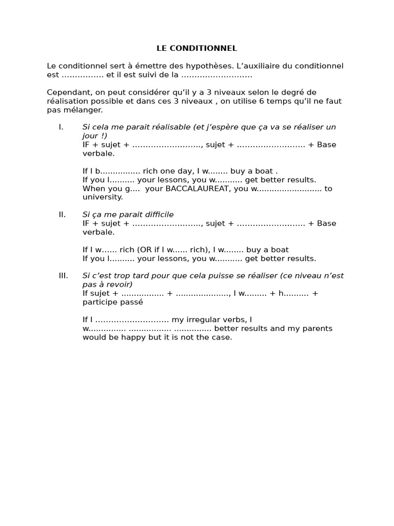 Comprendre le conditionnel en anglais | PDF