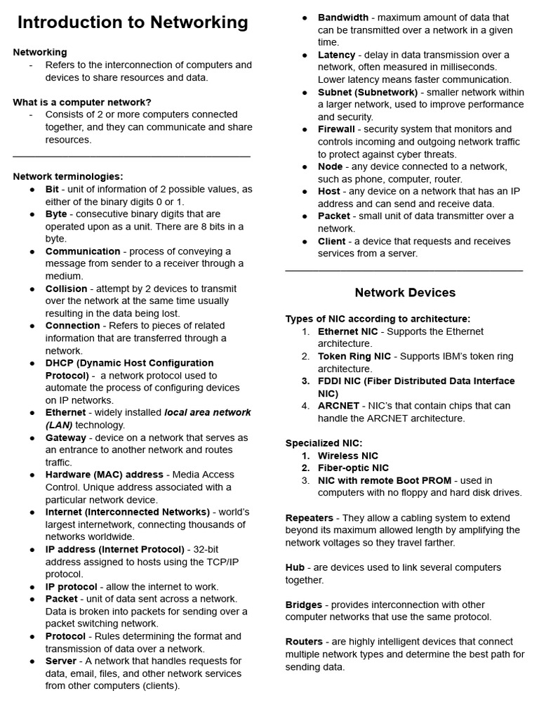 Introduction To Networking | PDF | Computer Network | Network Interface Controller