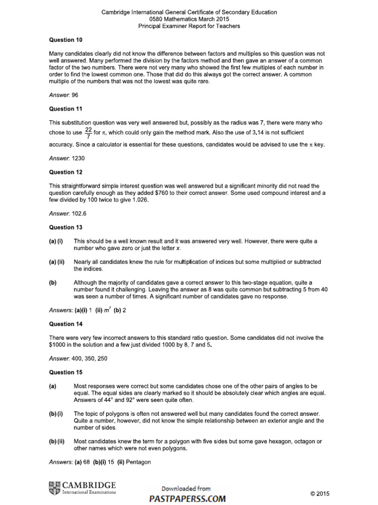 Past Paper 0580 2 | PDF