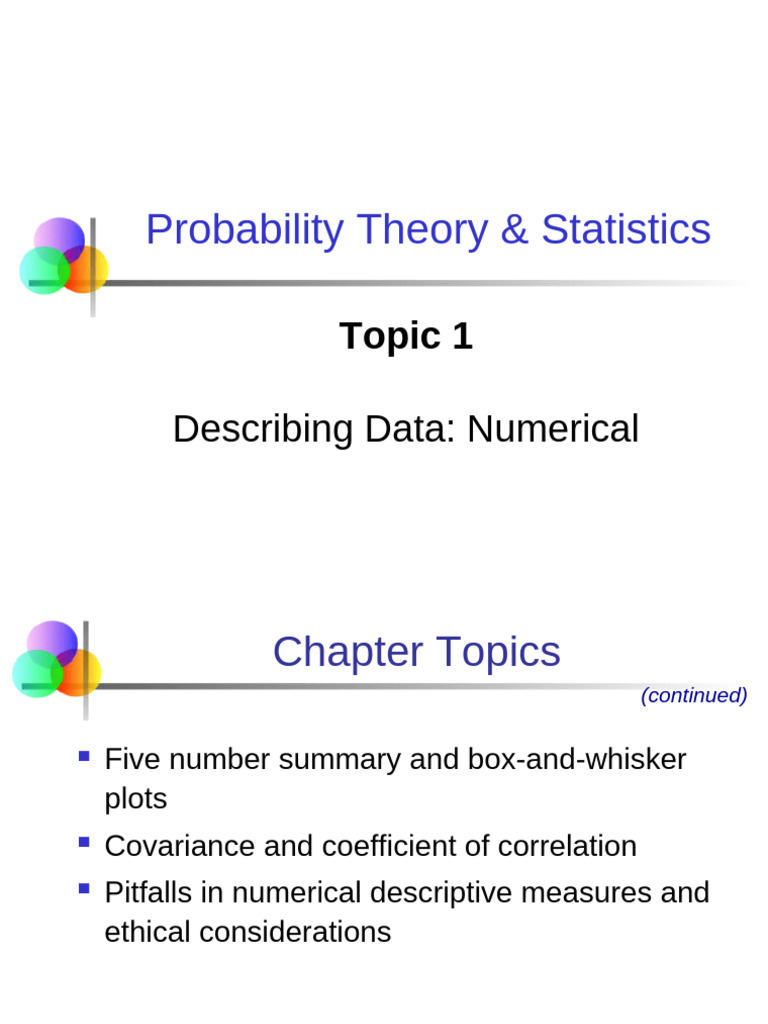 Numerical Data Analysis Techniques | PDF | Mean | Median