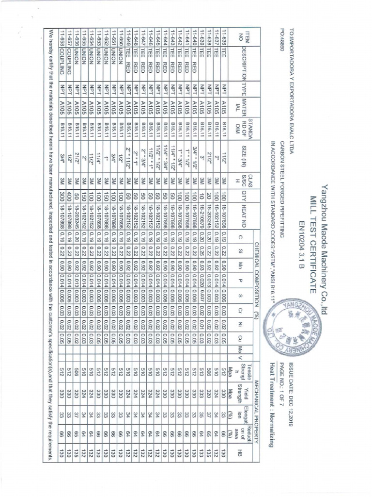 CERTIFICADO DE CALIDAD - COLOSO - EVALC | PDF