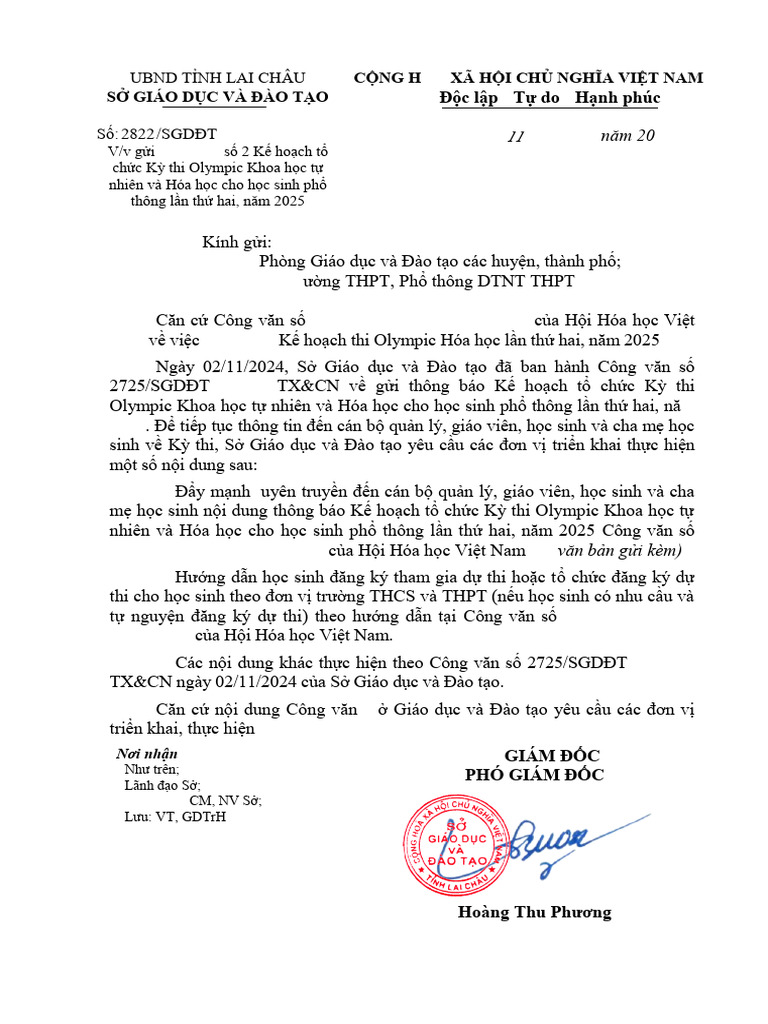 CV Gui Thong Bao So 2 Ve Ky Thi Olympic Hoa Hoc Tu Nhien Va Hoa Hoc Lan ...