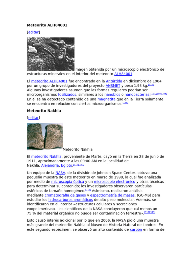 Meteorito ALH84001 y su origen marciano | PDF | Marte | Venus