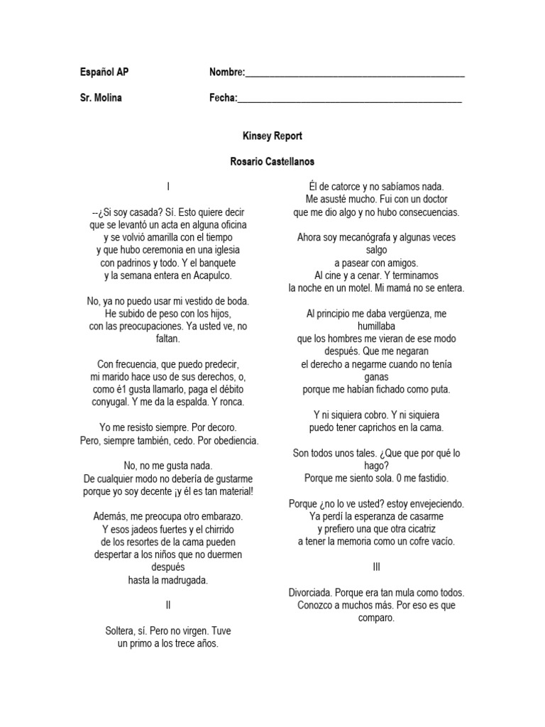Kinsey Report: Reflexiones de Castellanos | PDF
