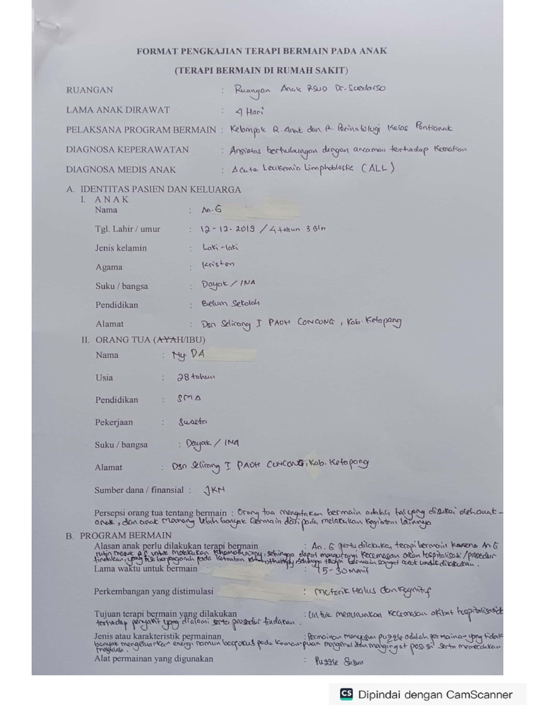 pengkajian bermain anak sofi | PDF