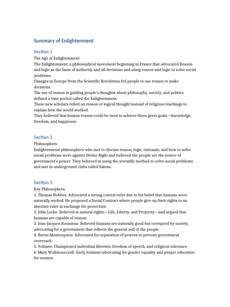 Enlightenment Overview and Key Ideas | PDF | Age Of Enlightenment | Reason