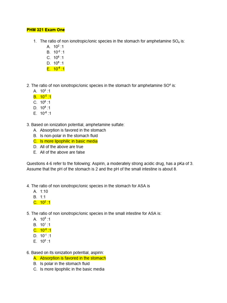 PHM 321 Exam: Drug Absorption & Metabolism | PDF | Drug Metabolism ...