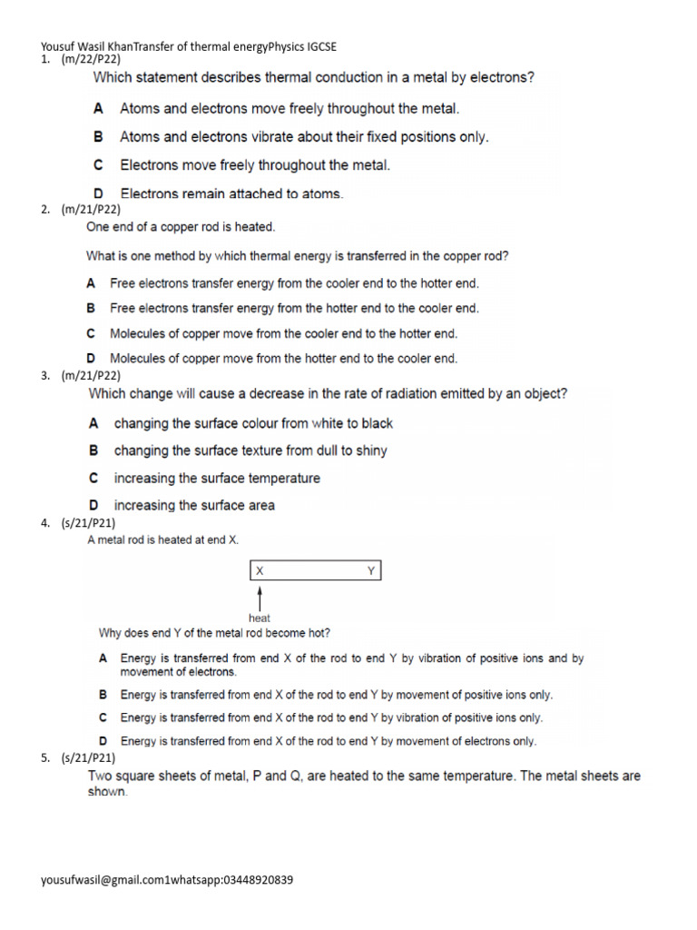 Chapter 22 Part 1 Transfer of Thermal Energy IGCSE_ | PDF