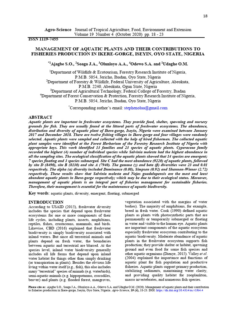 Ajagbe Et Al | PDF | Water | Plants