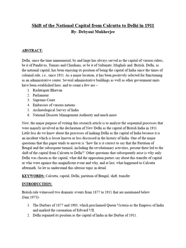 Shift of The National Capital From Calcu | PDF | British Raj ...