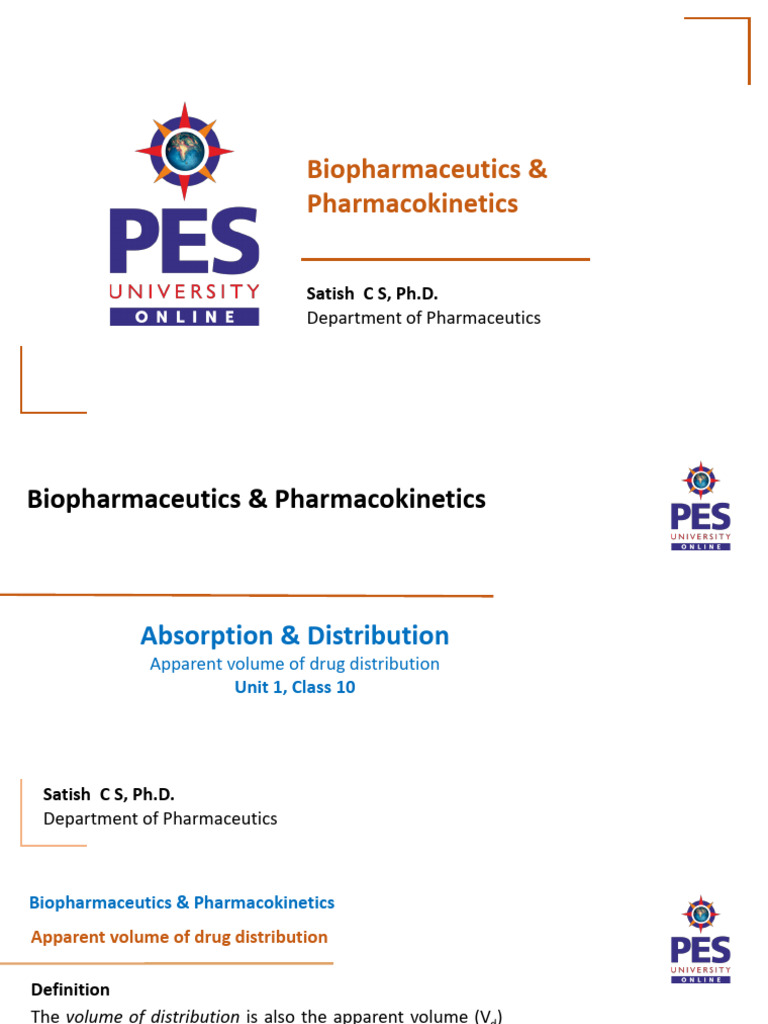 Apparent Volume of Drug Distribution | PDF | Pharmacokinetics ...