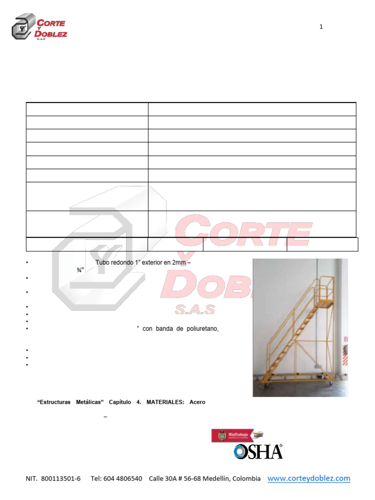 CERTIFICADO DE CALIDAD Y FICHA TECNICA ESCALERA 3.15 M | PDF | Escalera