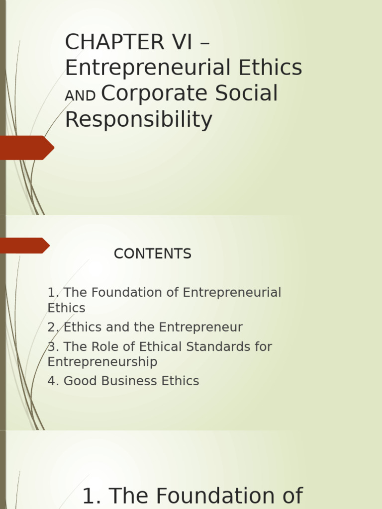 Chapter 6 - Entrepreneurial Ethics and CSR | PDF | Entrepreneurship ...