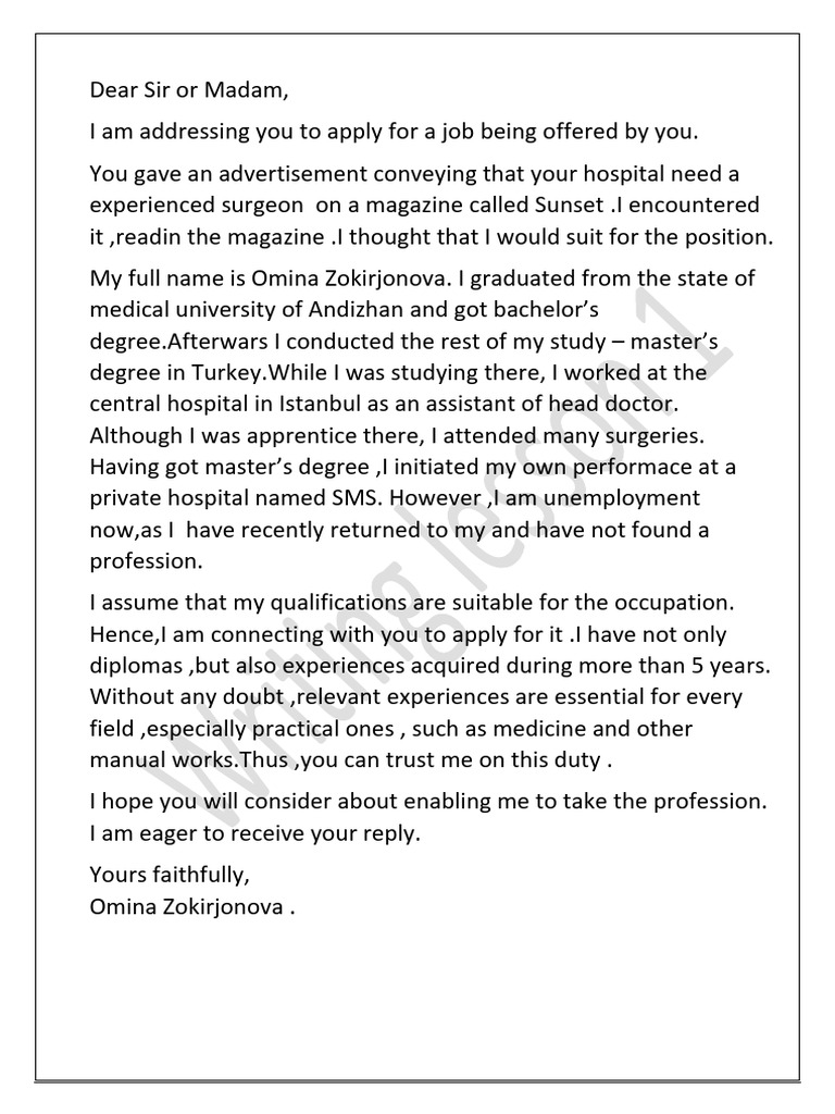 Job Application for Surgeon Position | PDF