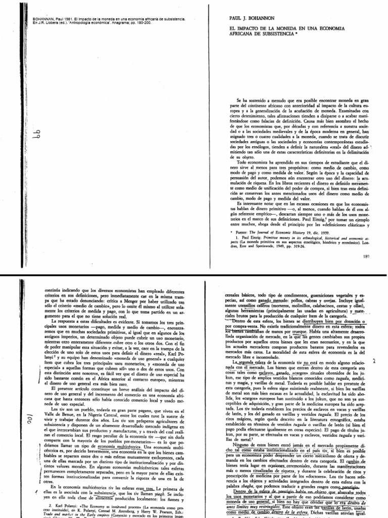 9 Bohannan 1981 ElImpactoDeLaMonedaEnUnaSociedadAfricana | PDF