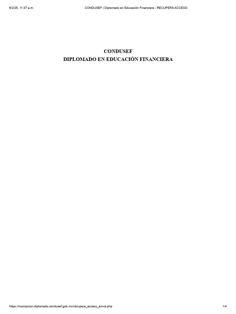 CONDUSEF - Diplomado en Educación Financiera - RECUPERA ACCESO | PDF ...