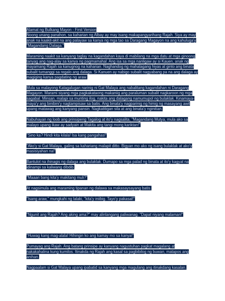 Alamat NG Bulkang Mayon | PDF