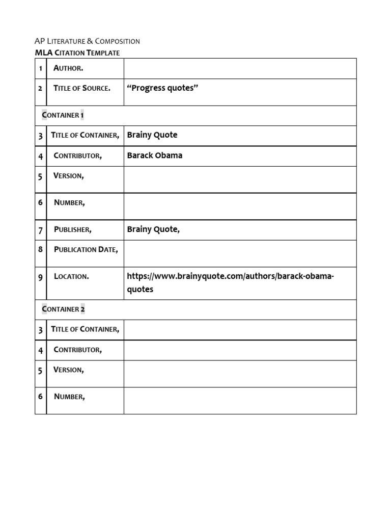 Hlib Prochukhan - Fillable MLA Citation Template | PDF