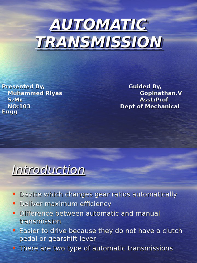 Automatic Transmission Overview and Components | PDF | Automatic ...