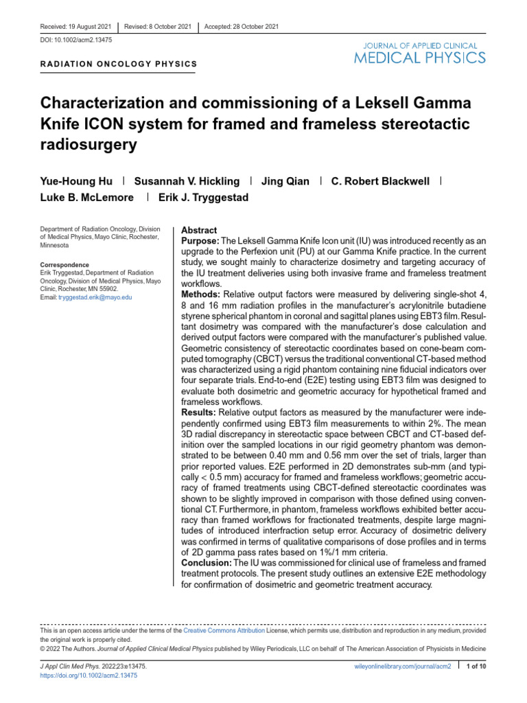 Characterization and Commissioning of A Leksell Ga | PDF | Dosimetry ...