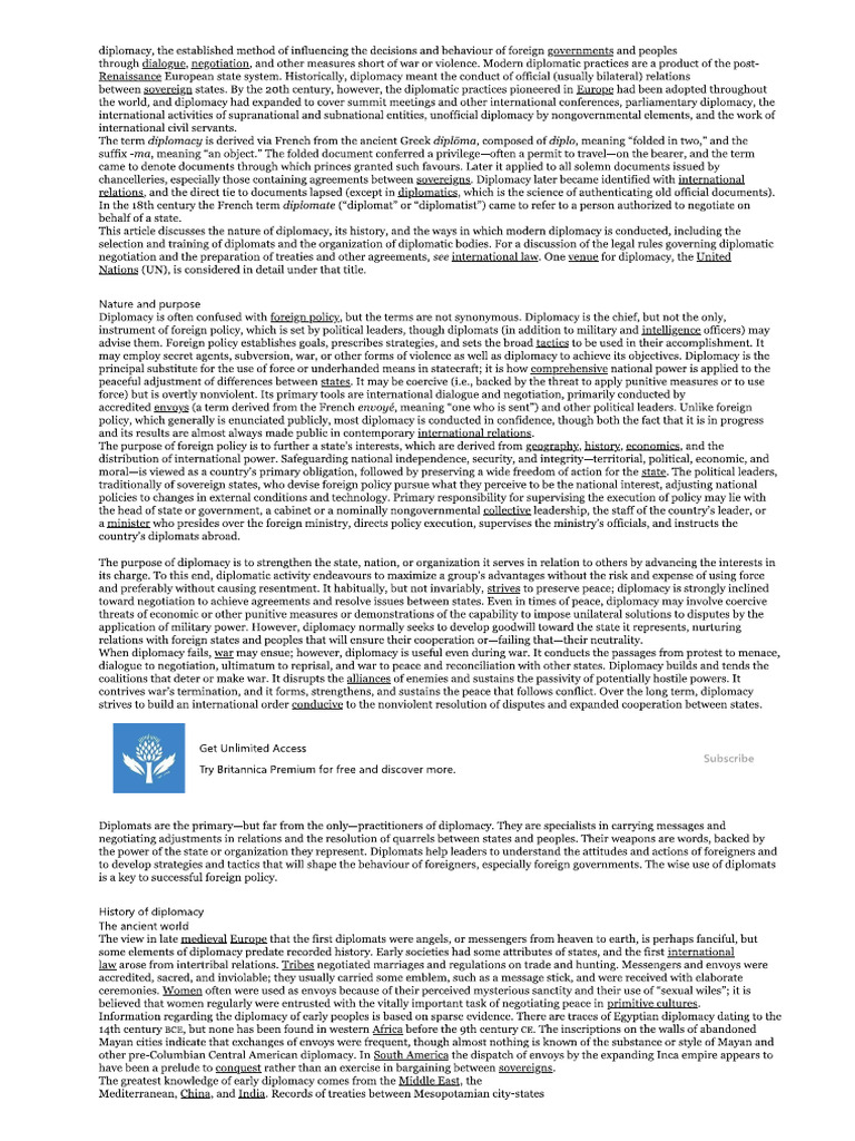 Diplomacy Introduction | PDF