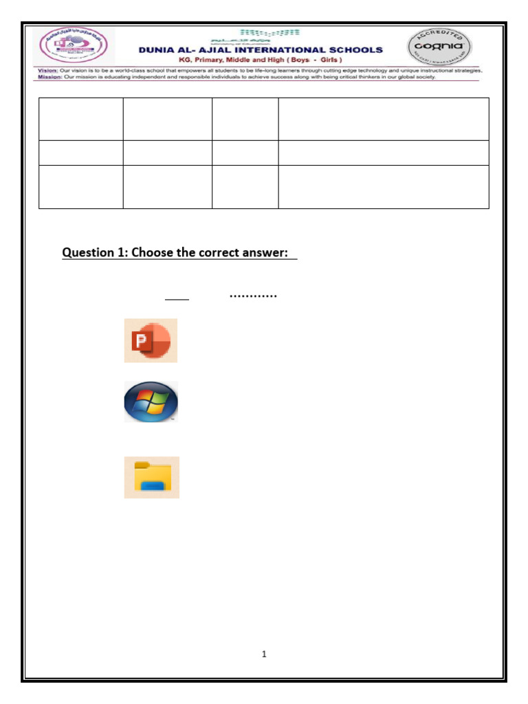 Grade 1 ICT Worksheet | PDF